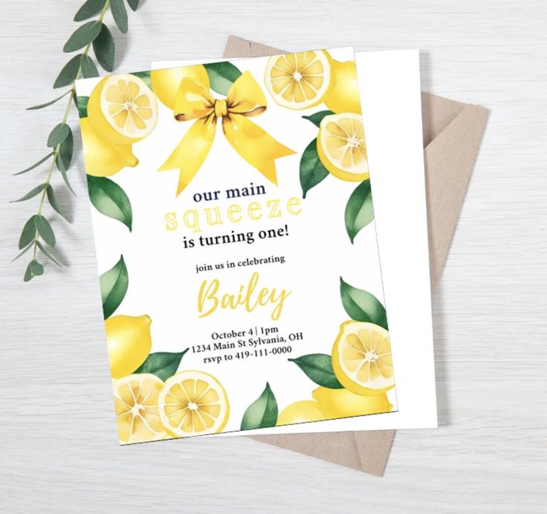 Main Squeeze | Lemon Themed Birthday | Lemon Themed Invite | Lemon ...