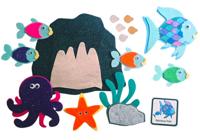 Rainbow Fish Felt Story Set Ocean Theme Felt Board Pieces for ...