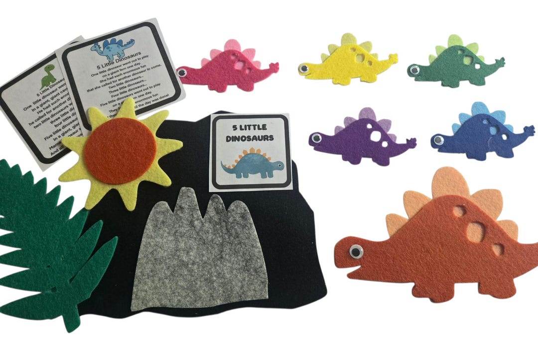 5 Little Dinosaurs Felt Story Set Preschool & Circle Time Learning ...