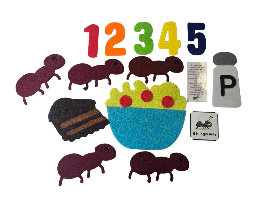 5 Hungry Ants Felt Story Set Preschool Counting & Rhyme Activity - Etsy