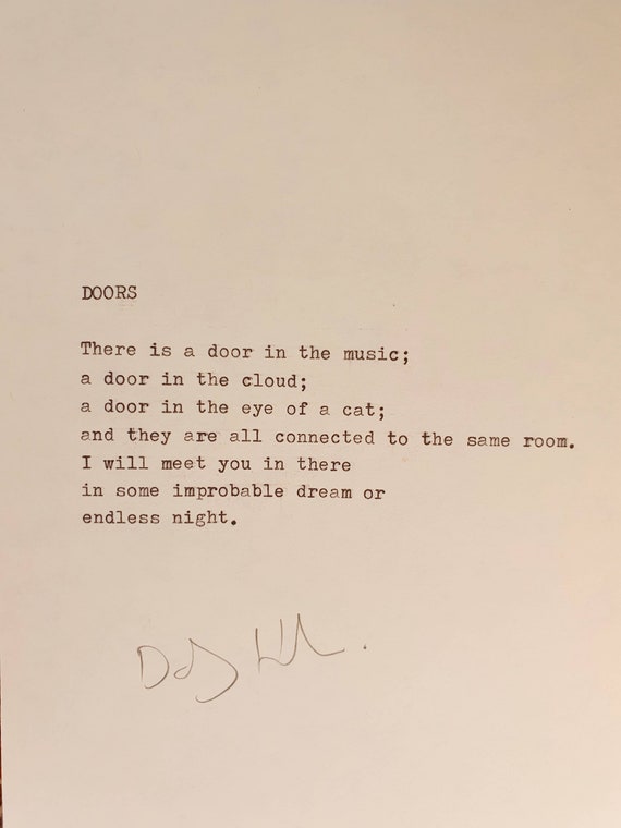 Handtyped 'doors' Poem | Etsy