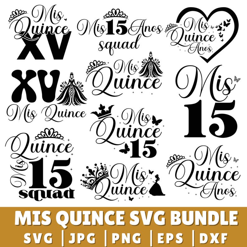 Mis Quince SVG Bundle: Quinceañera Celebration Designs (digital ...