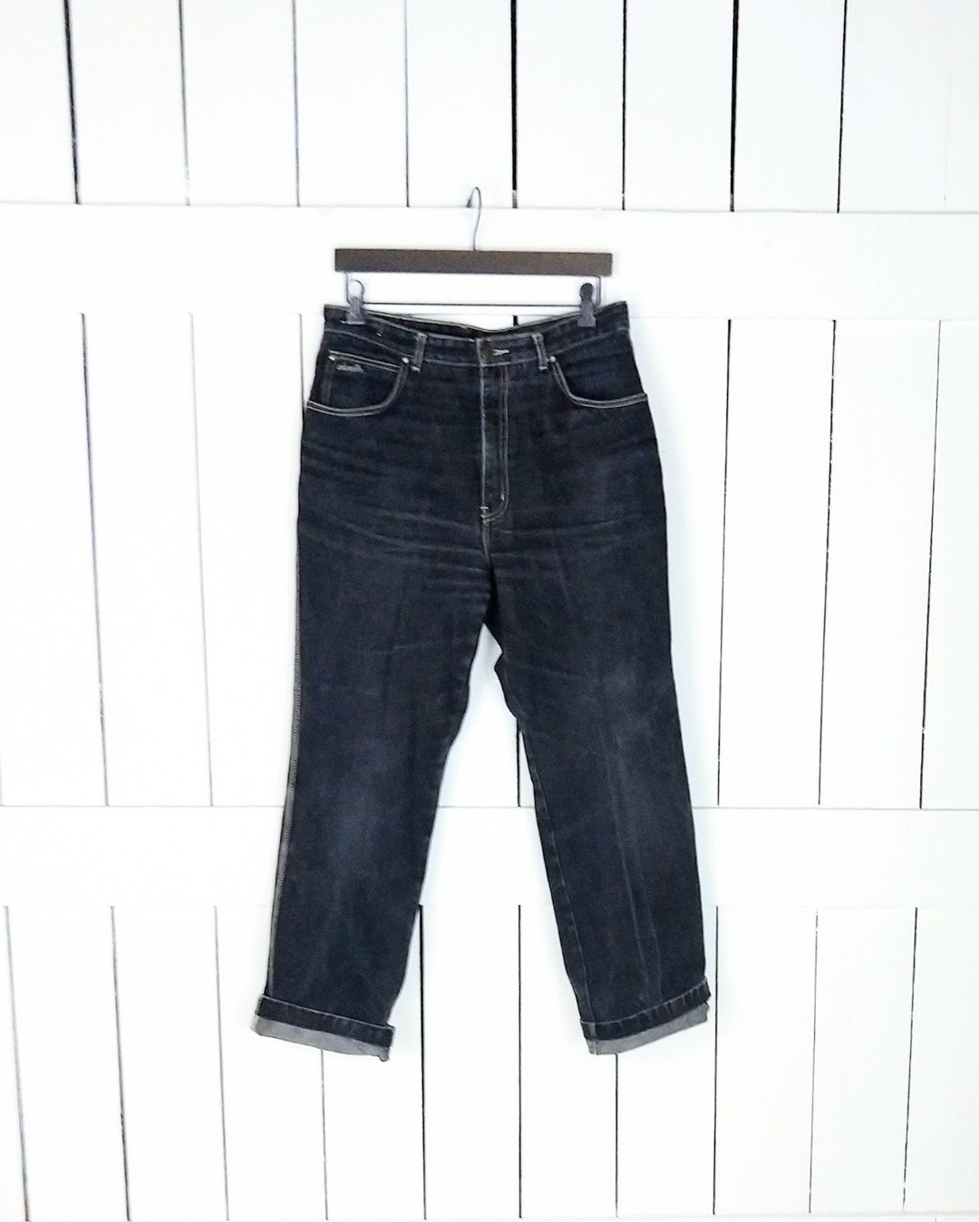 Vintage Chardon Paris negro jeans de mezclilla negro / de cintura alta ...