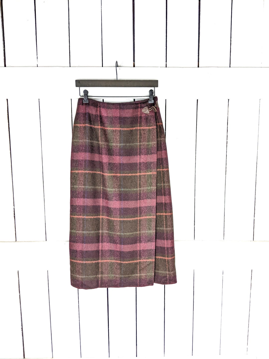 Vintage Talbots Plaid Wool Long Wrap Skirt - Etsy
