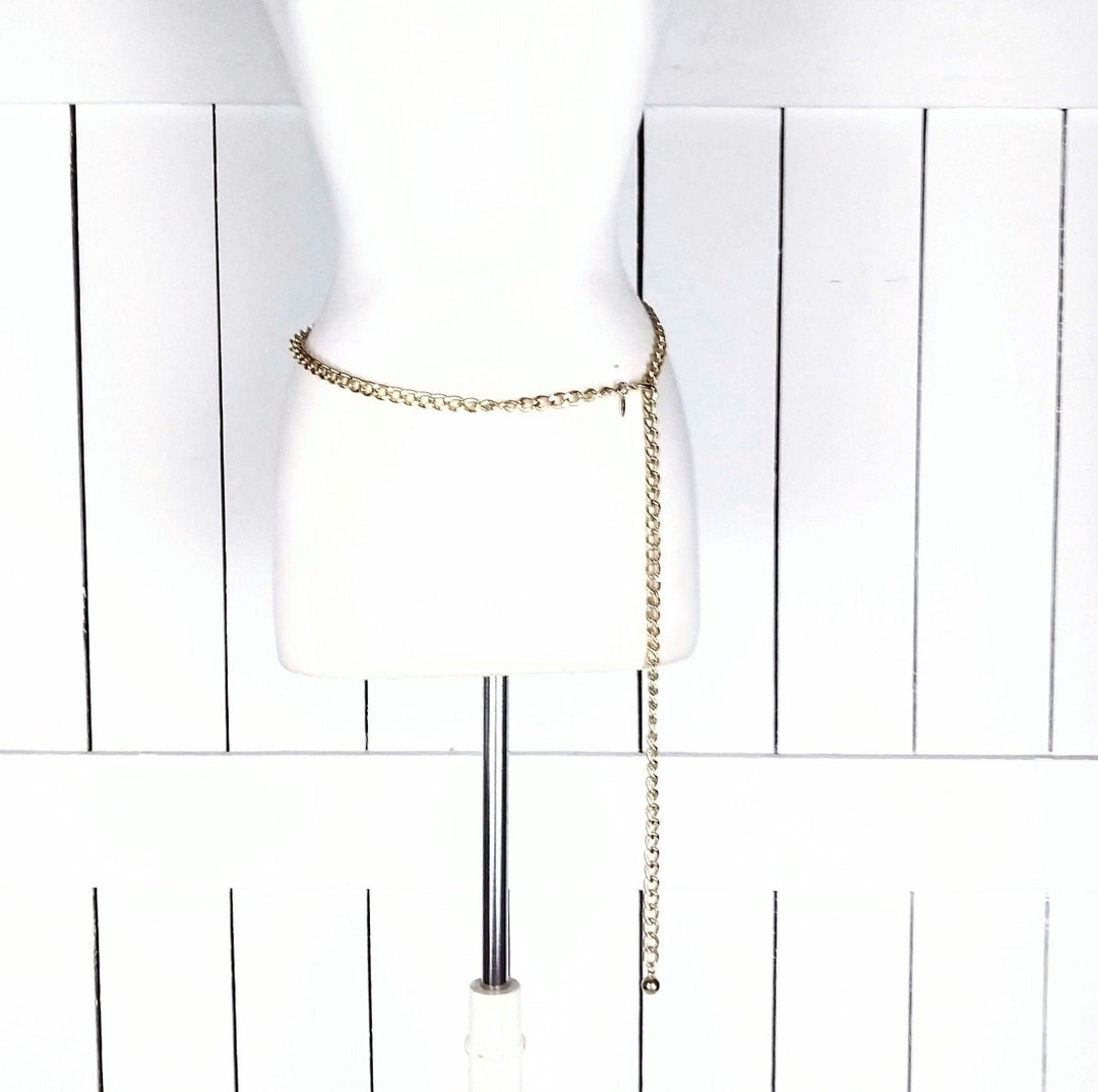 Vintage Gold Metal Chain Link Hip Belt/vintage Heavy Gold Metal Link ...