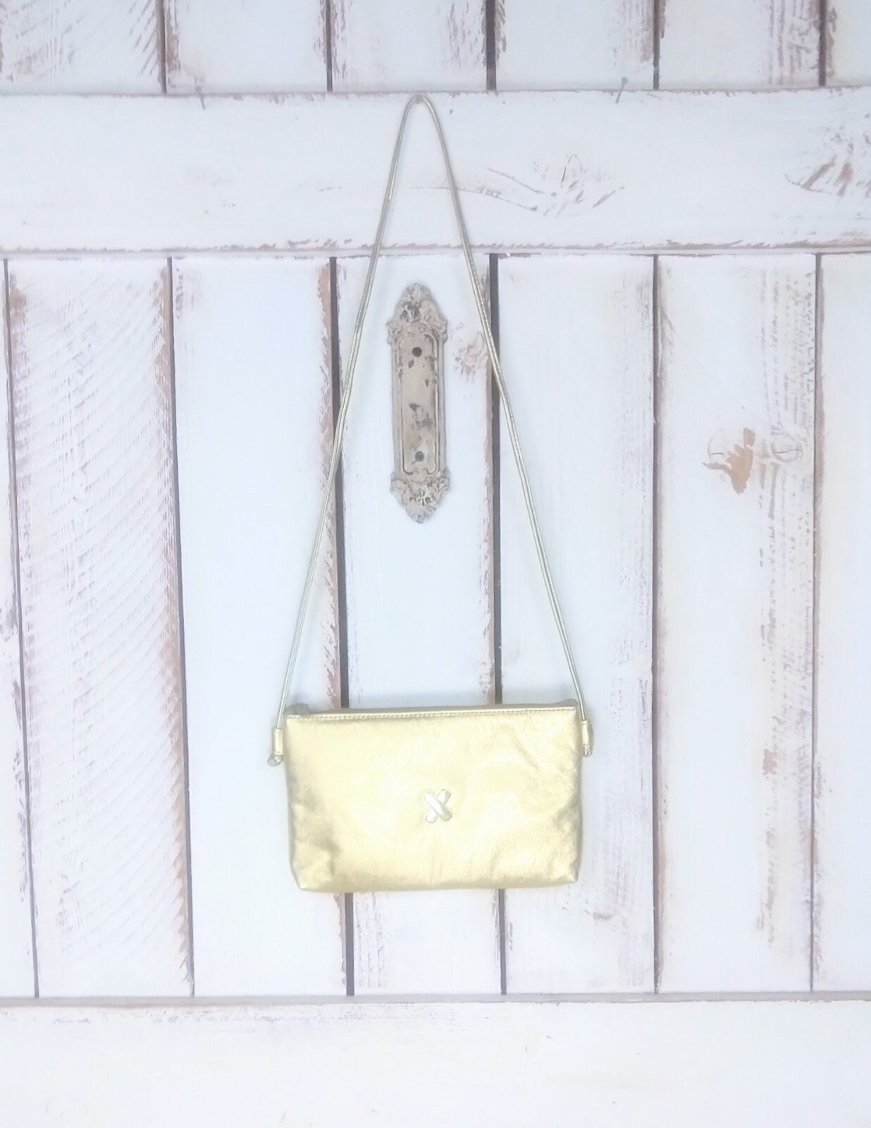 Vintage Metallic Gold Leather Shoulder Purse - Etsy