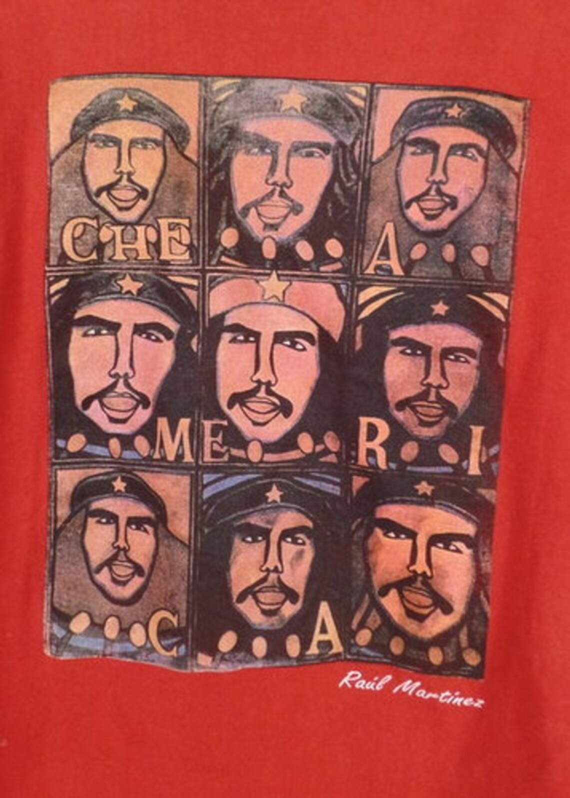 Red Raul Martinez Che America Cotton Tshirt/90s Red Graphic Tee/xlarge ...