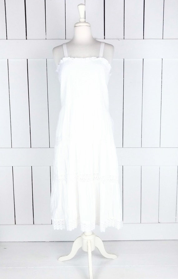 White Lace Ruffle Crochet Maxi Dress - Gem