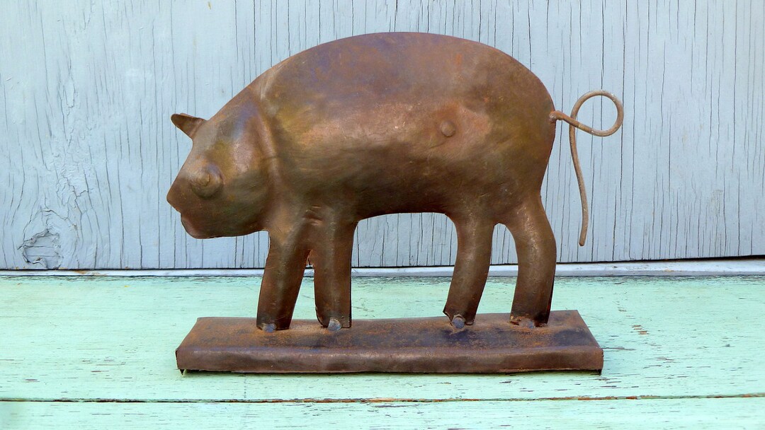 Vintage Rustic Metal Pig Farmhouse Book End - Etsy