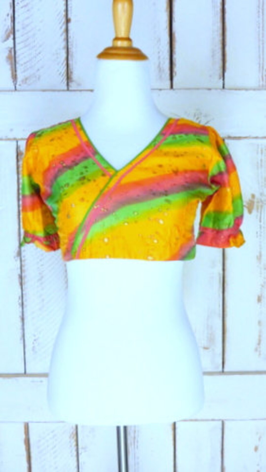 Vintage Short Cropped Indian Short Sleeve Choli Midriff Top - Etsy