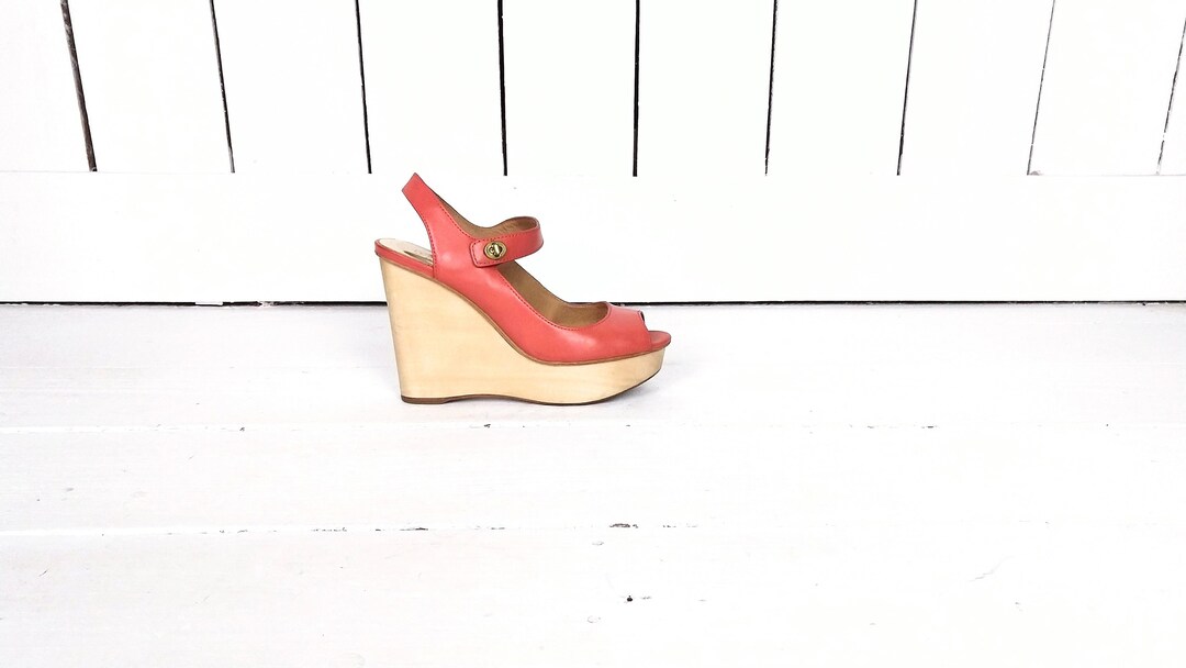 Coach Open Toe Wooden Platform Wedge Sandal - Etsy