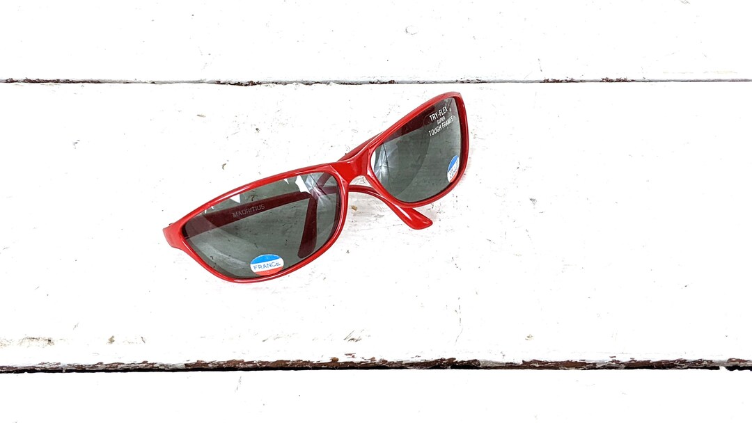 Vintage Red Tinted Plastic Try Flex Super Tough Frames Sunglasses - Etsy