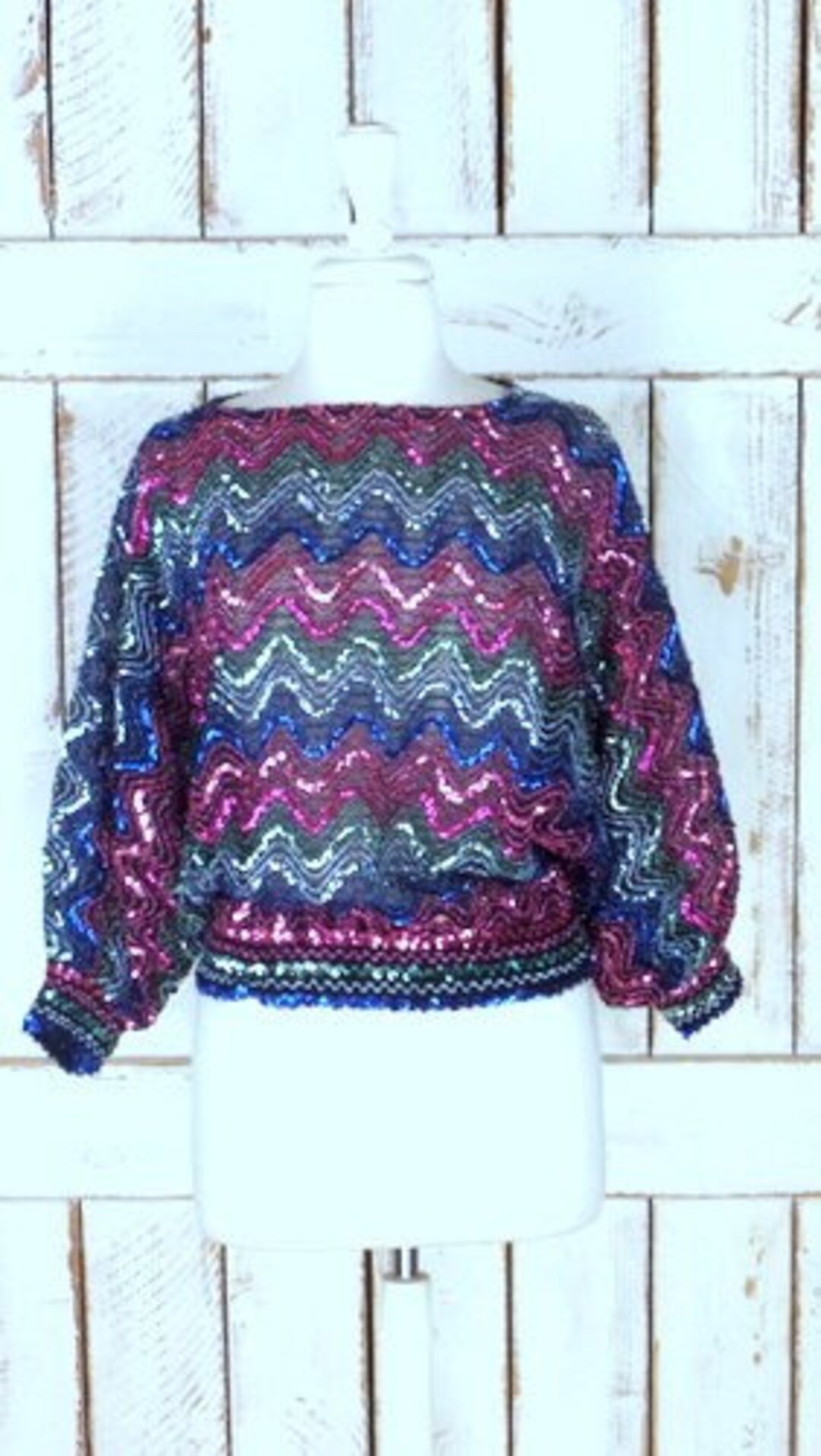 Vintage Rob Hill for Mister Jay Sheer Beaded Sequins Dolman Sleeve ...