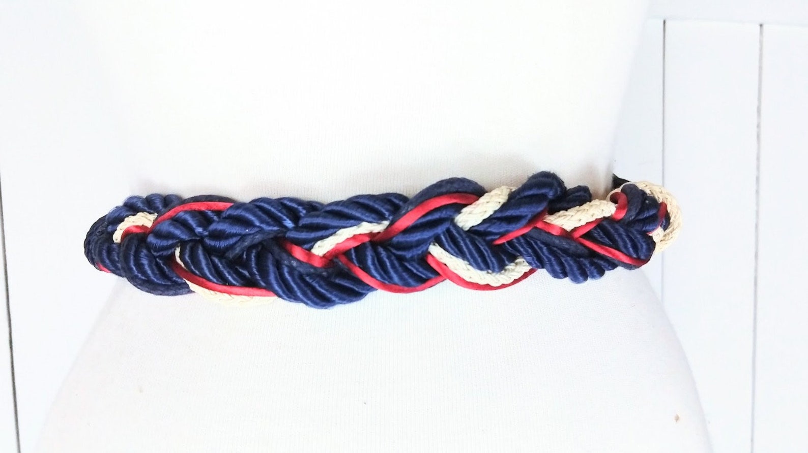 80s Vintage Red/white/blue Braided Chord Rope Belt - Etsy
