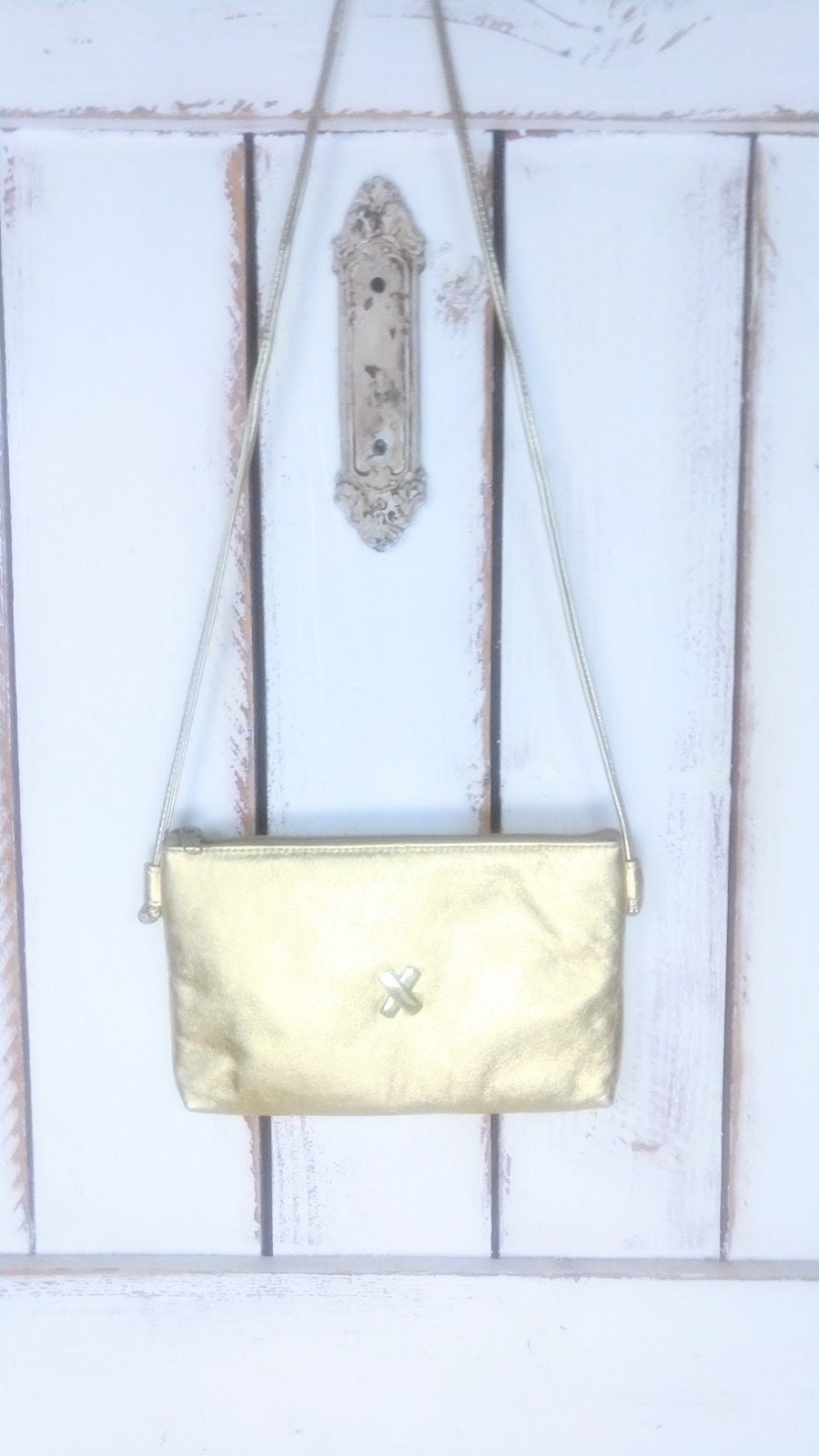 Vintage Metallic Gold Leather Shoulder Purse - Etsy