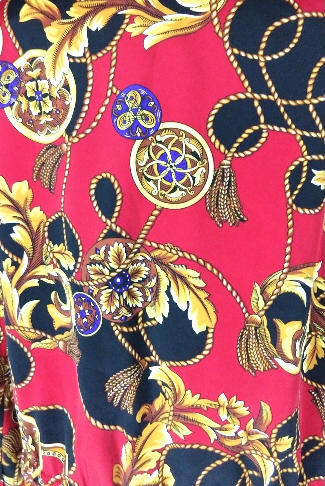 Vintage Baroque Western Print Cropped Blazer Jacket/short Red/black ...