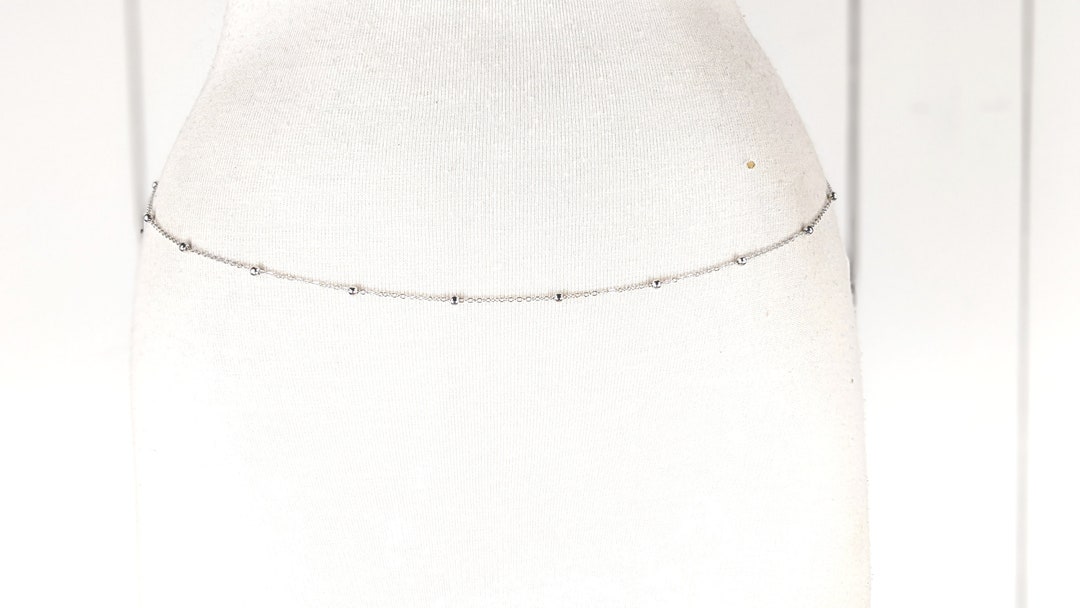 Silver Metal Chain Link Dainty Lightweight Skinny Belly Chain Belt - Etsy