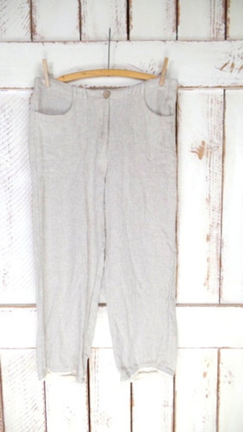 90s Vintage Light Tan/beige Woven Rayon Capri Pants/stretch - Etsy