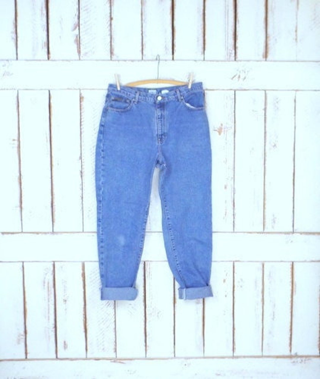Vintage CK Calvin Klein High Waist Tapered Leg Blue Denim Jeans - Etsy
