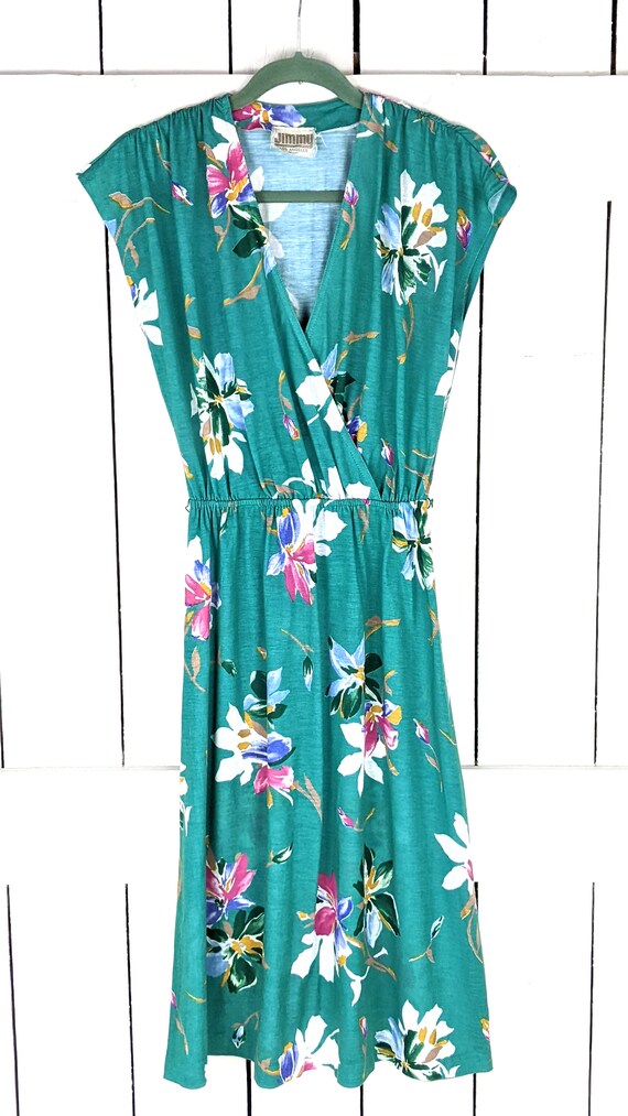 70s-vintage-jimmy-los-angeles-green-floral-cap-sleeve-gem
