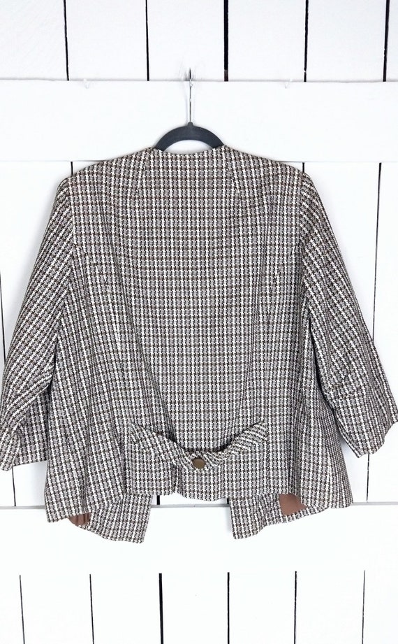 Vintage tweed houndstooth box cut short blazer jacket - Gem