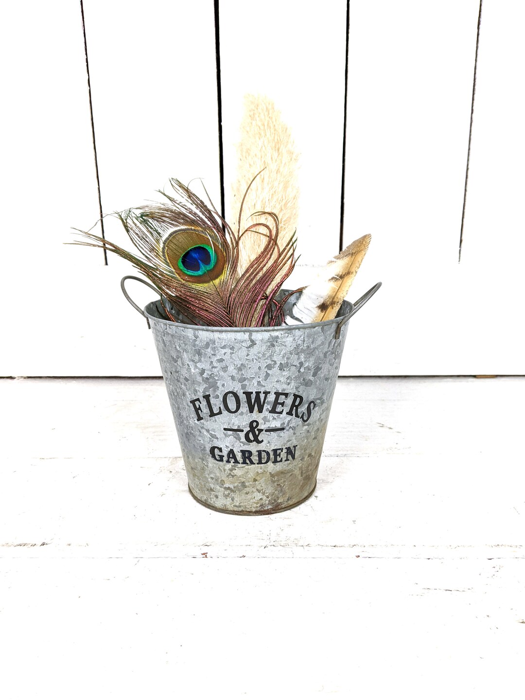 Small Silver Tin Metal Flower and Garden Rusty Farmhouse Pail Bucket - Etsy