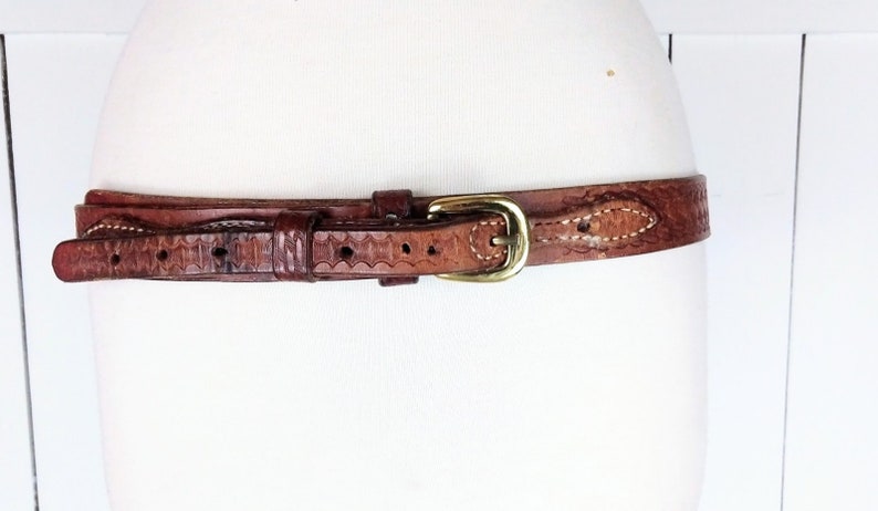 Vintage Brown Tooled Leather Saddle Bridle Belt/embossed Belt/fits 41 ...