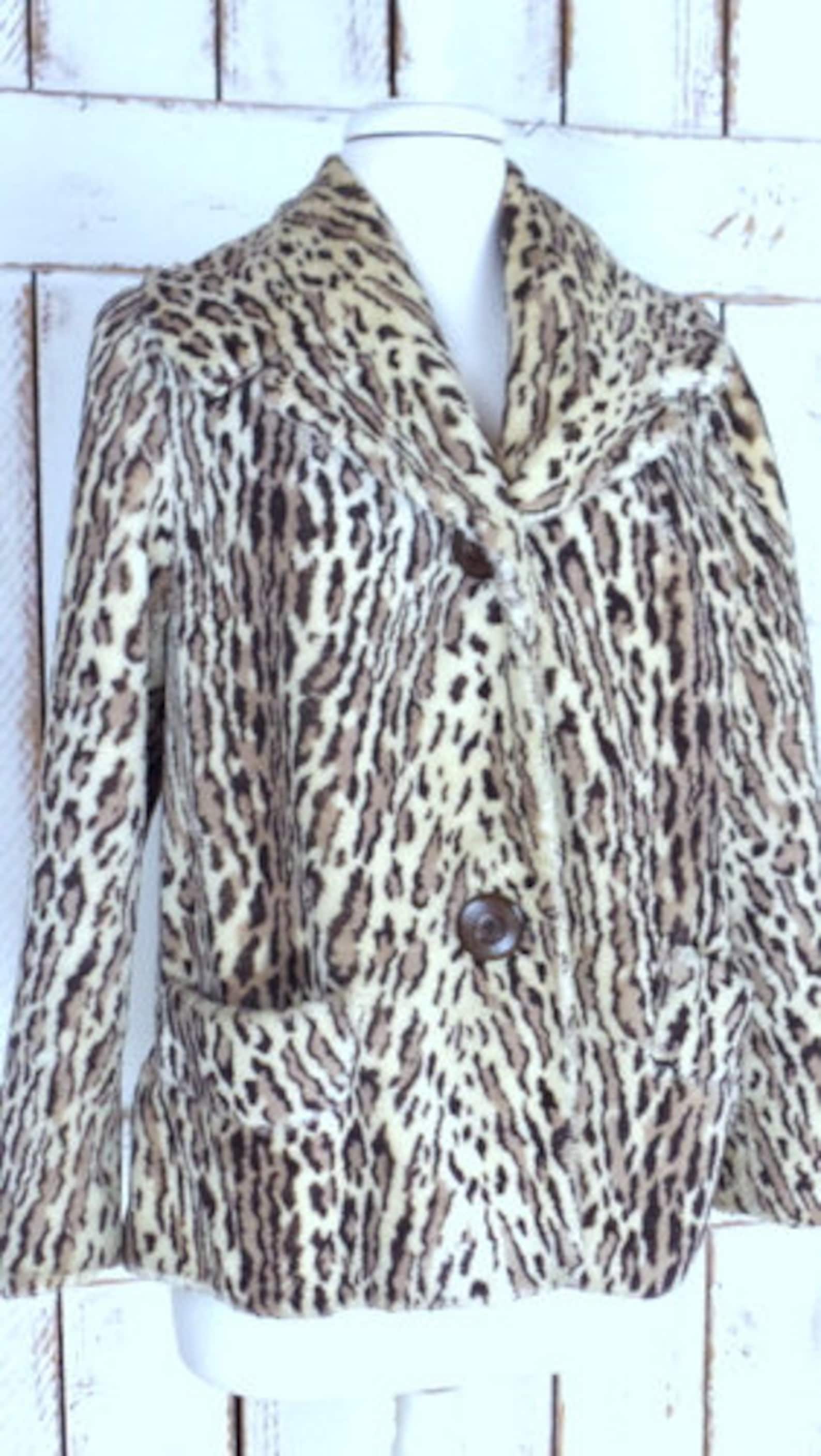 Vintage Faux Fur Ocelot/leopard/cheetah Print Short Winter Coat/animal ...