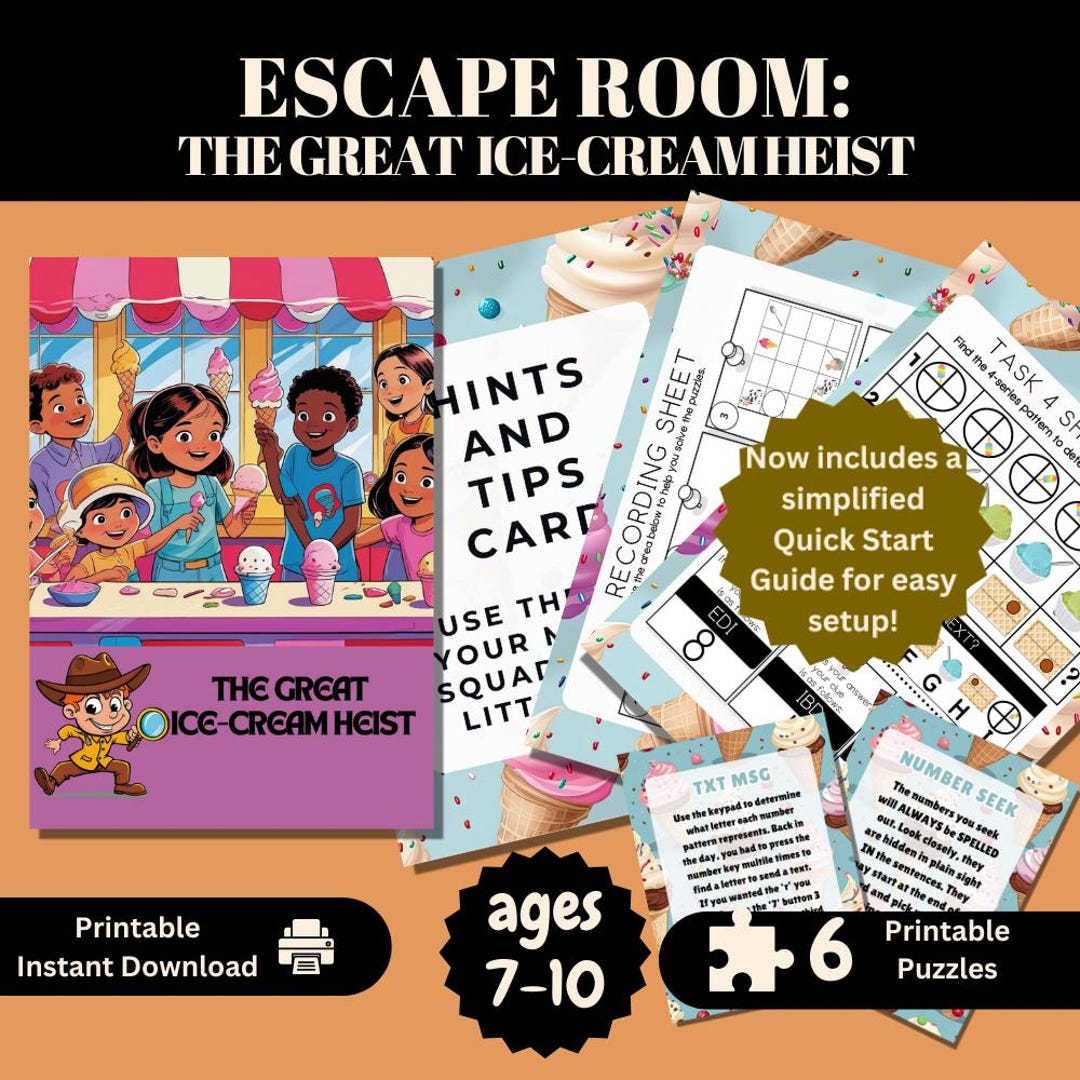 Ice Cream Escape Room: Printable Treasure Hunt, Kids Birthday Party ...