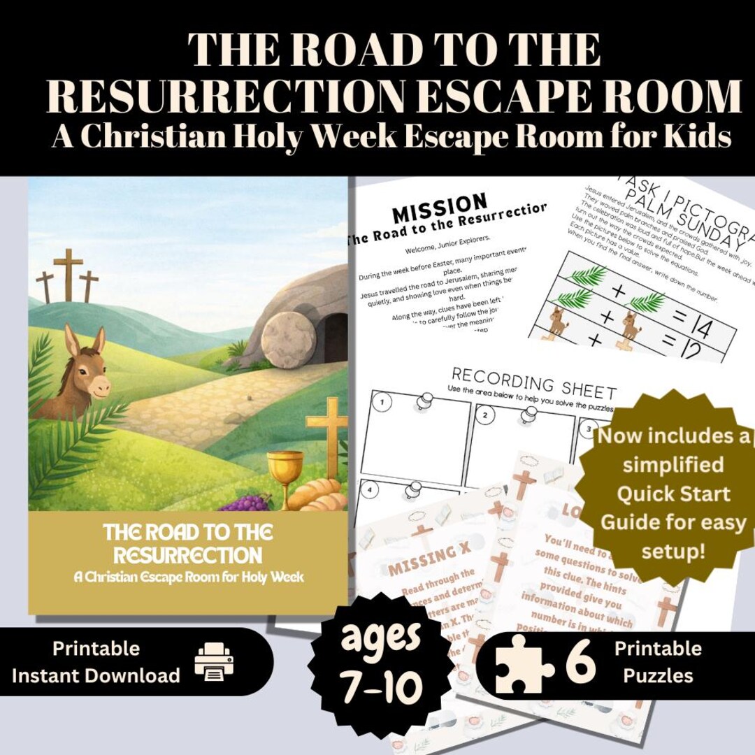 The Road to the Resurrection Escape Room for Kids Christian Easter Holy ...