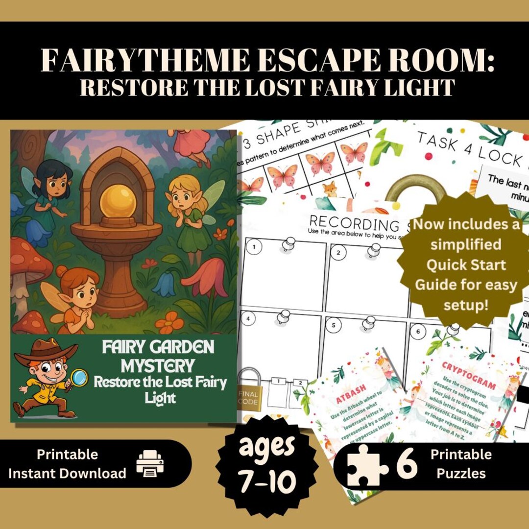 Fairy Escape Room Adventure Printable Party Game for Kid Scavenger Hunt ...