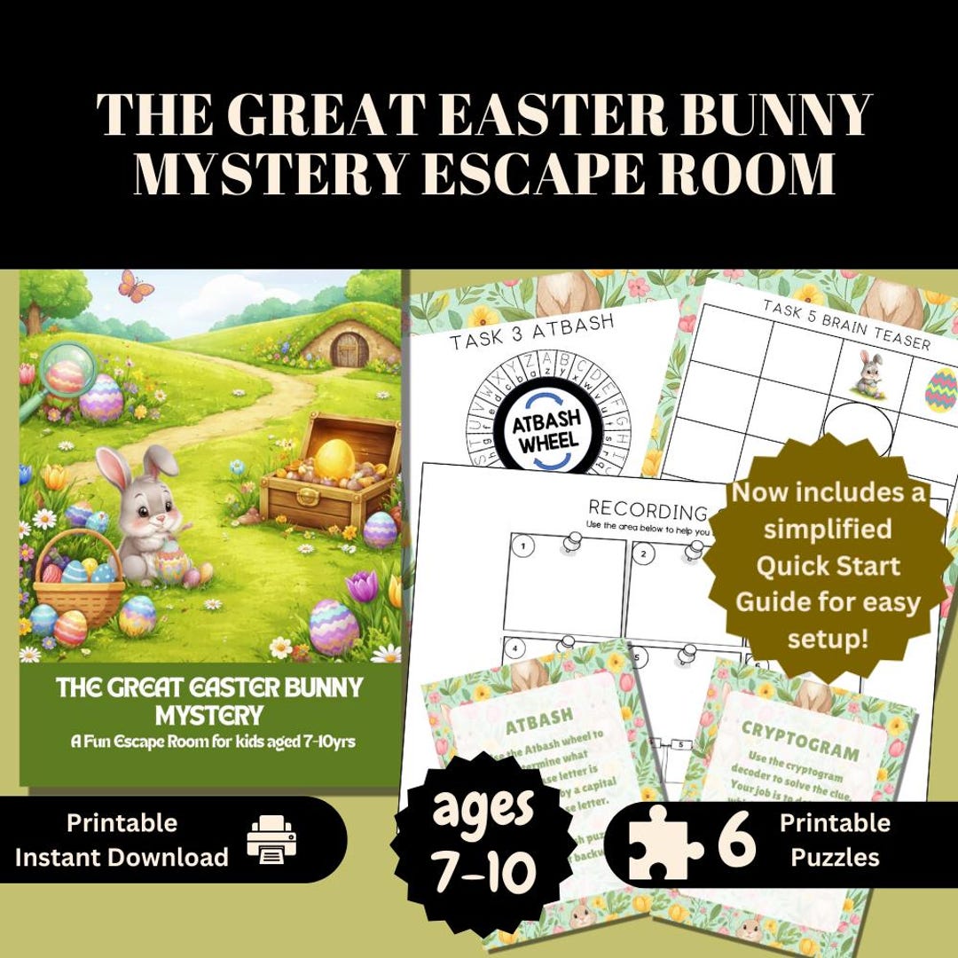 Easter Escape Room Printable for Kids Easter Bunny Mystery Game ...