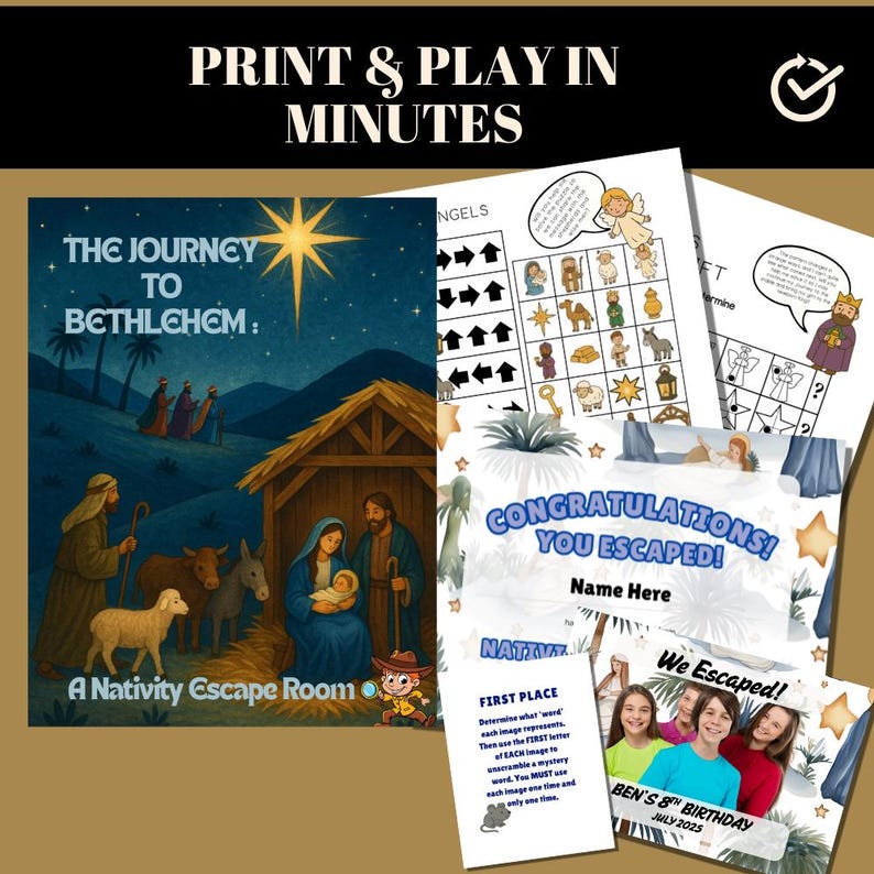 Nativity Escape Room: Christmas Printable Game for Kids, Family Fun ...