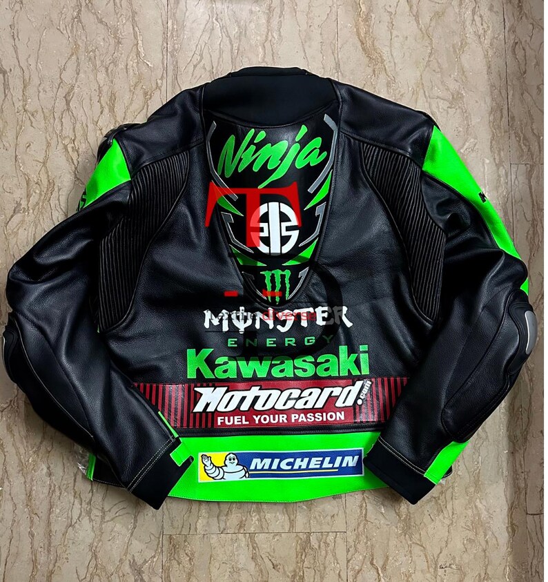 Kawasaki Monster Energy Authentic Cowhide Leather Bomber Jacket - Team ...