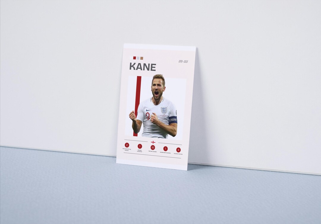 Harry Kane Digital Football Poster | England Captain Wall Art ...