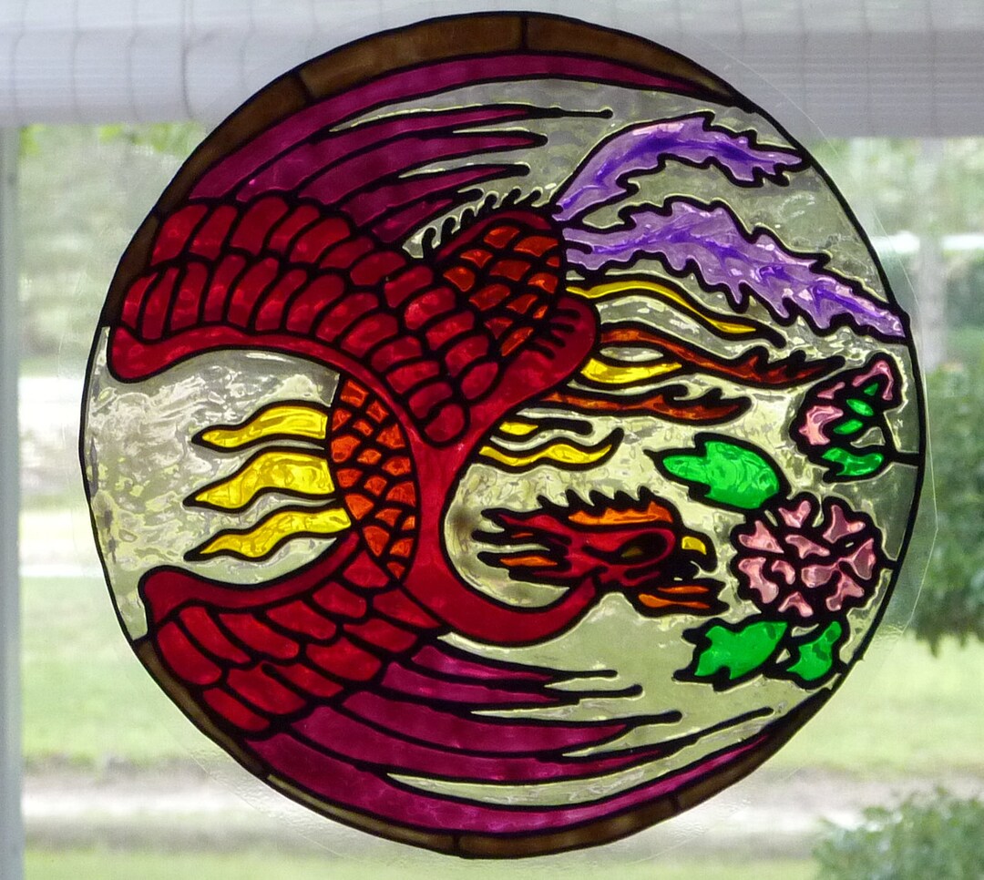 Red Phoenix Mandala Window Cling - Etsy