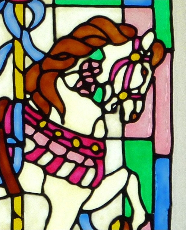 Carousel Horse Window Cling Stained Glass Look | Etsy