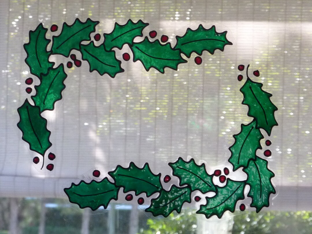 Holly and Berry Corner Window Clings - Etsy