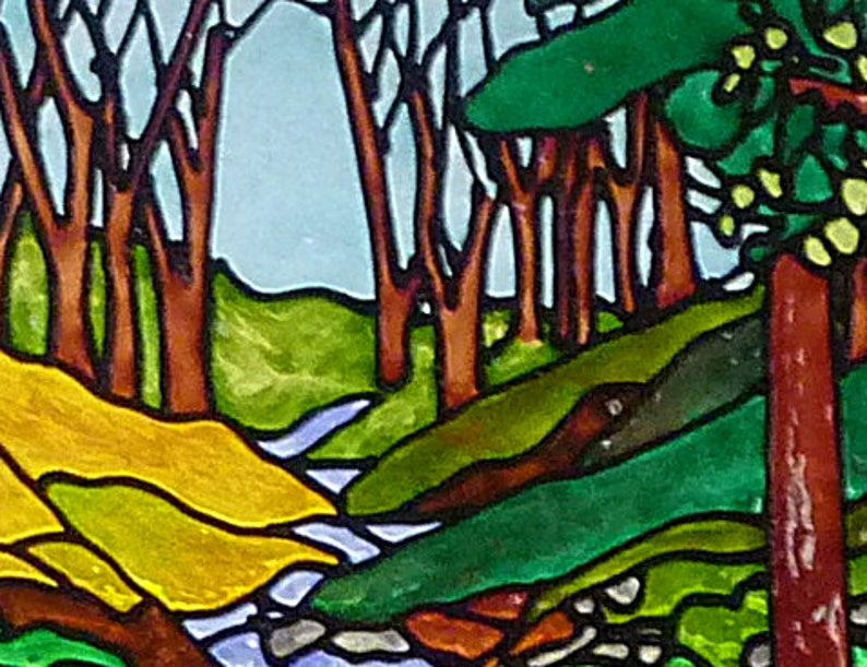 Forest Stream Window Cling Stained Glass Look - Etsy