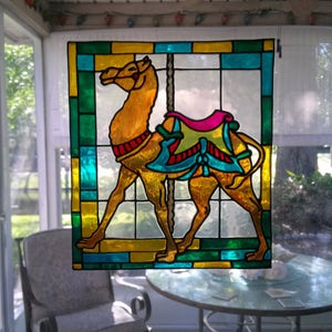 Carousel Camel Window Cling, Stained Glass Look - Etsy
