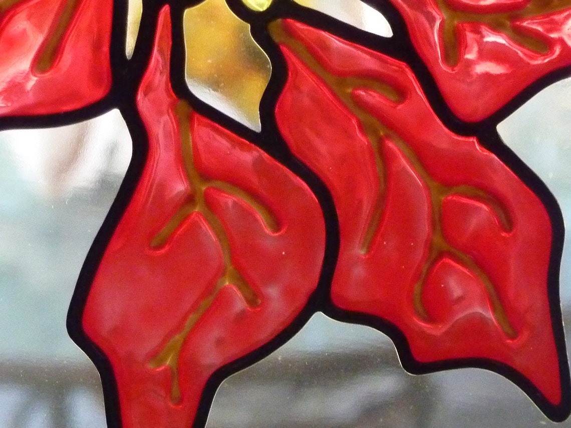 Poinsettias Window Cling - Etsy