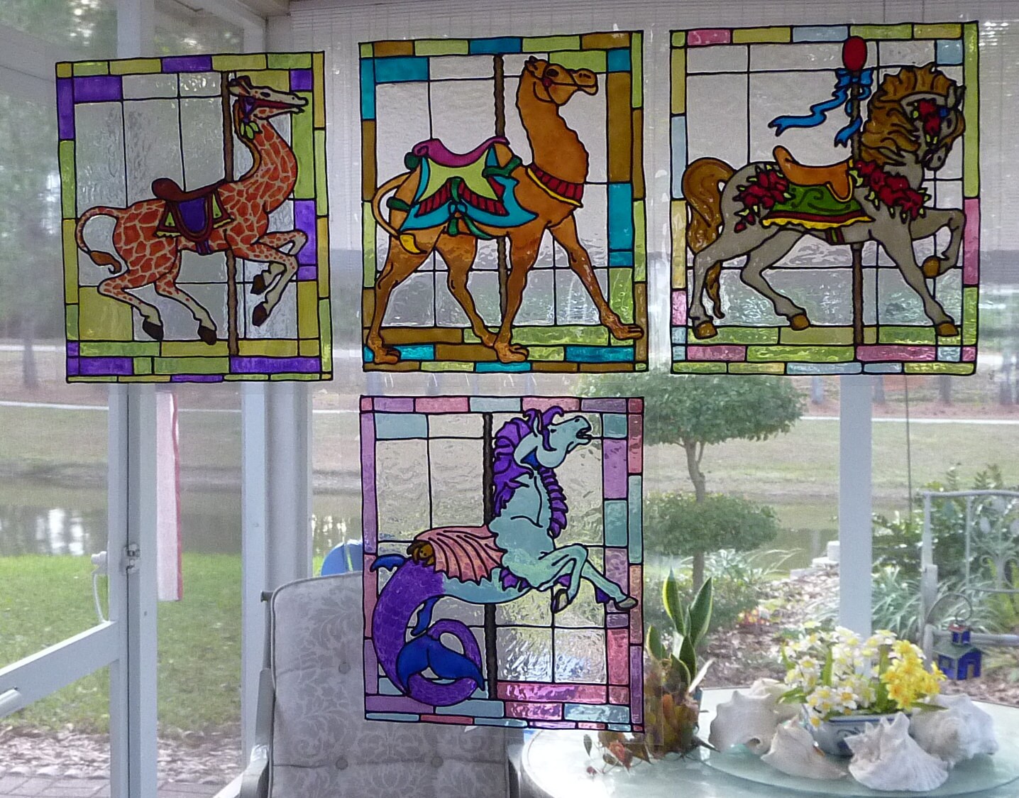 Carousel Giraffe Window Cling Stained Glass Look | Etsy