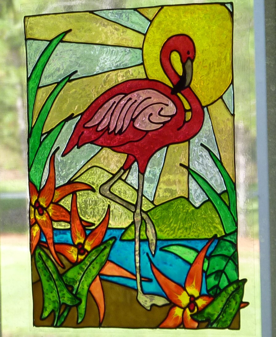 Flamingo Window Cling, Stained Glass Look - Etsy