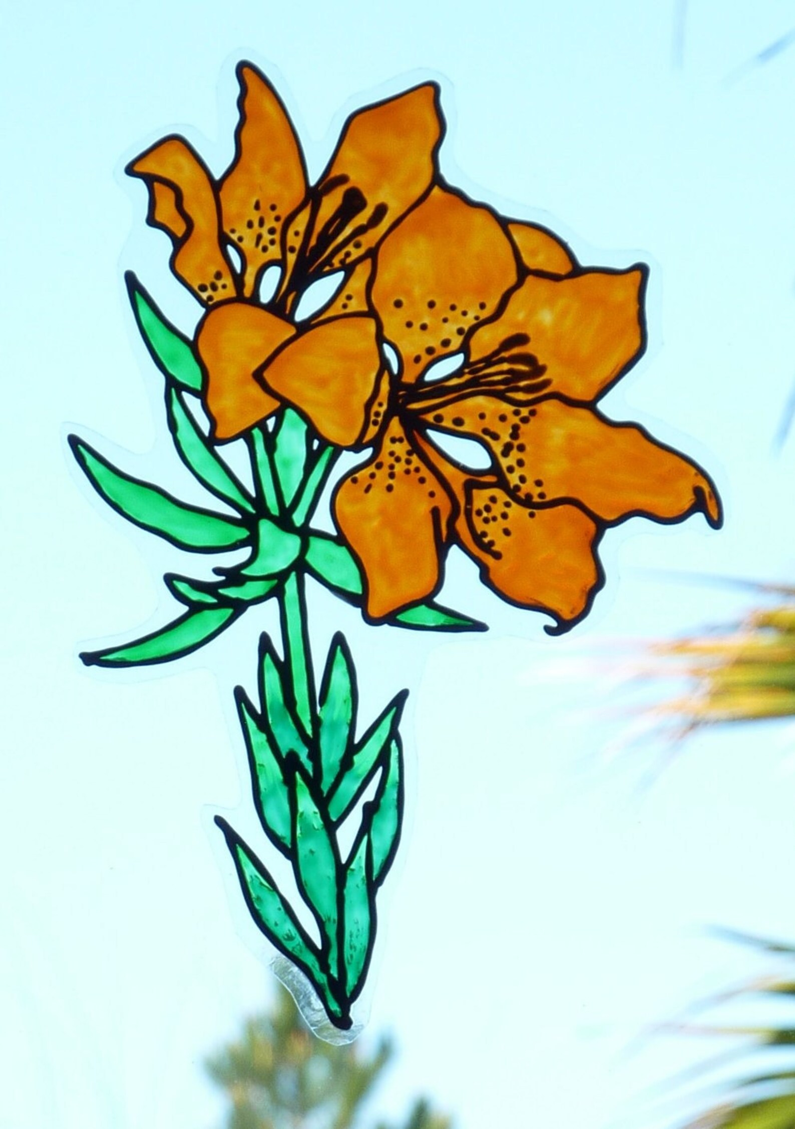 Tiger Lily Window Cling, Sticker, Decal, Faux Stained Glass, - Etsy