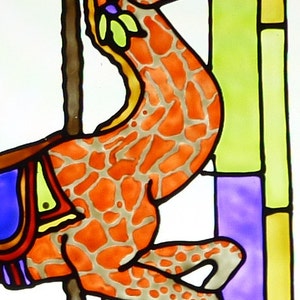 Carousel Giraffe Window Cling, Stained Glass Look - Etsy