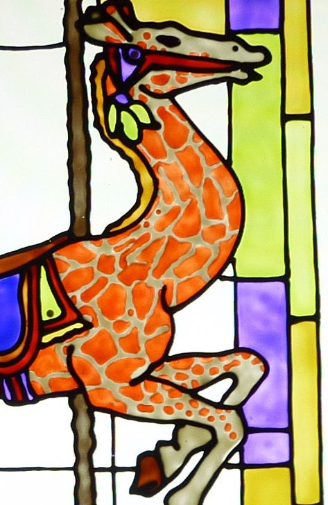Carousel Giraffe Window Cling Stained Glass Look | Etsy