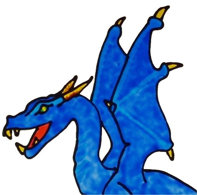 Blue dragon suncatcher window cling faux stained glass | Etsy