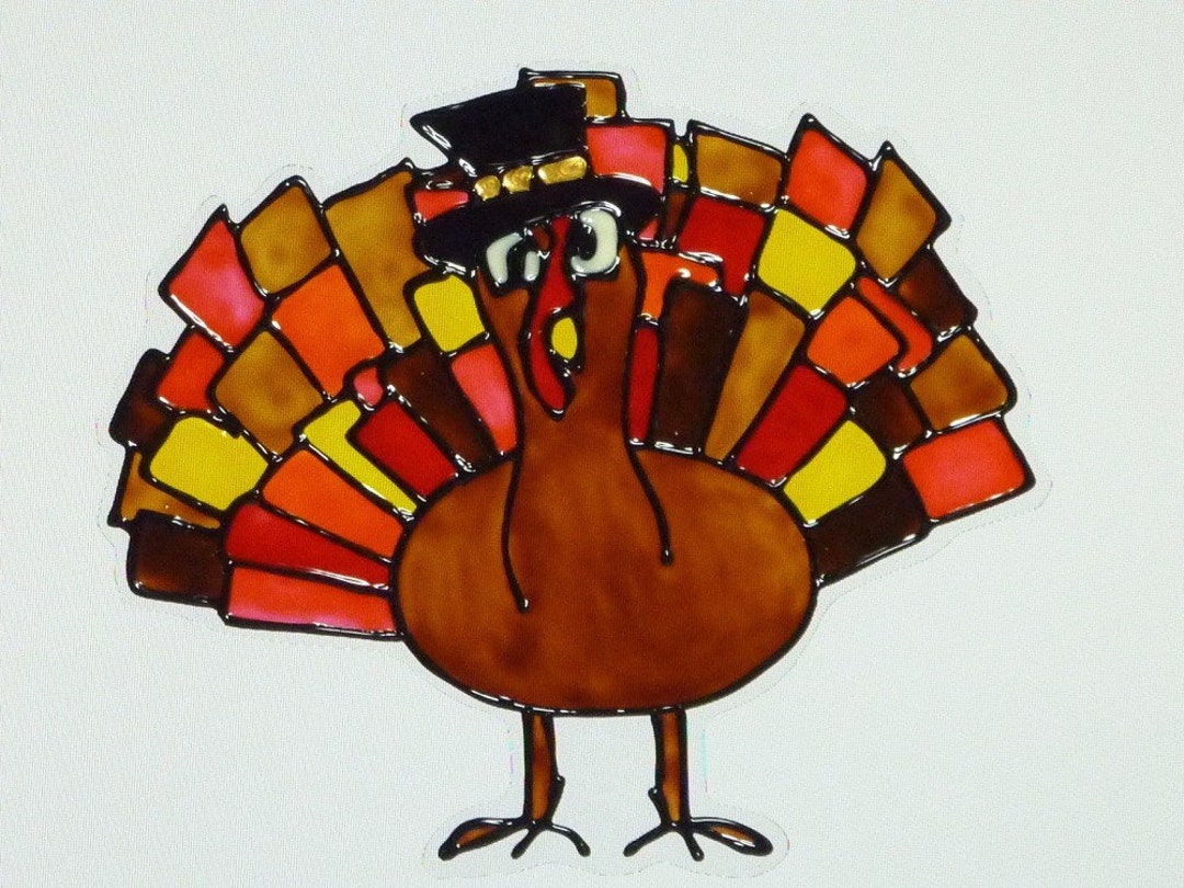 Thanksgiving Cartoon Turkey Window Cling Sun Catcher - Etsy
