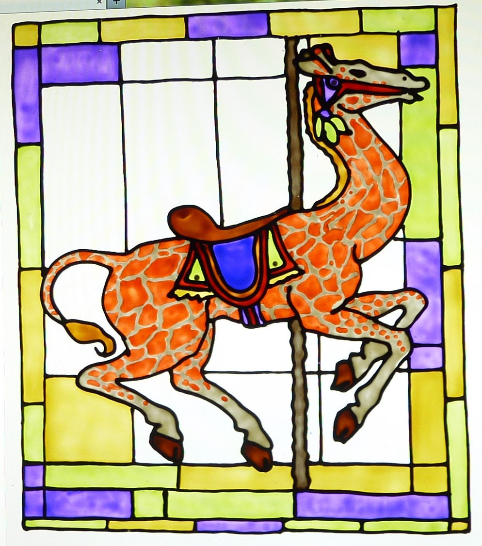 Carousel Giraffe Window Cling Stained Glass Look - Etsy