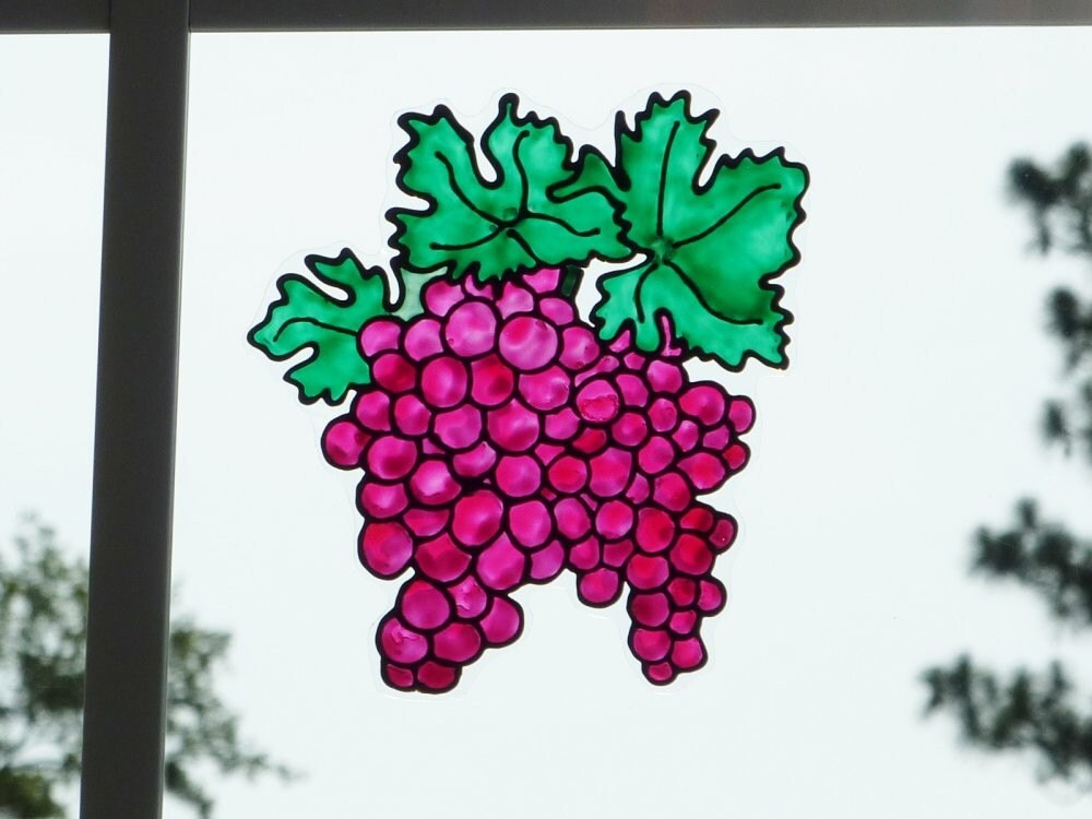 Lucious Grapes Suncatcher, Window Cling, Faux Stained Glass - Etsy
